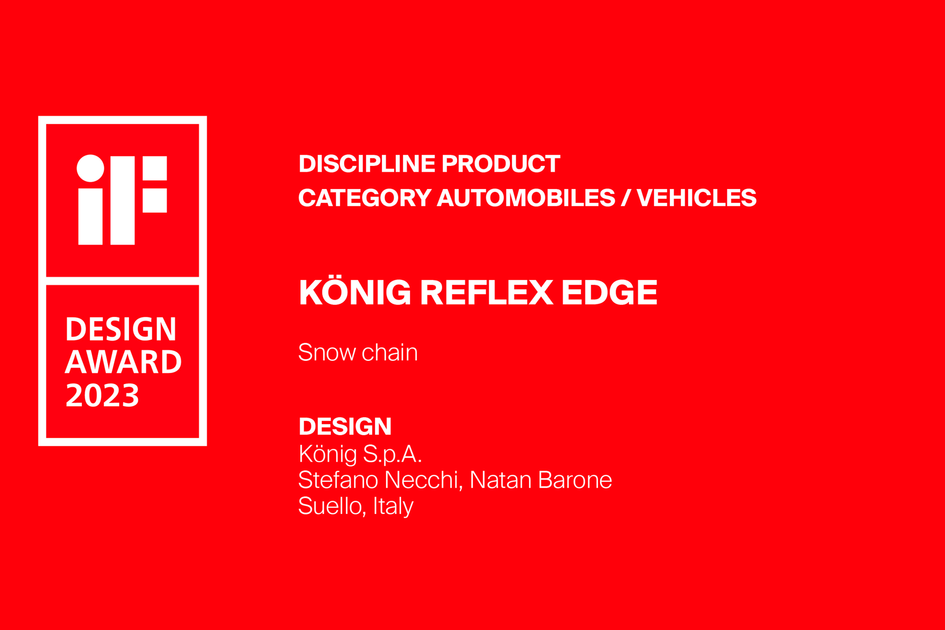 König Reflex Edge awarded by the prestigious IF Design sign - König